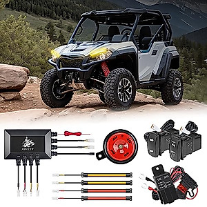 Roykaw UTV ATV Street Legal Kit with Turn Signal Rocker and Hazard Switch, 110dB Horn, Compatible with Polaris, Pioneer, Talon, Can-Am, Kawasaki, Arctic Cat, Upgrade COB illuminant - Even and Natural
