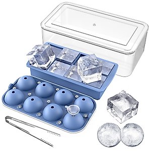 Large Ice Cube Tray for Whiskey: Ice Ball Maker for Cocktails - Large Ice Trays for Whisky Ice Sphere - Big Ice Cube Maker for Bourbon Square Ice