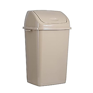 Superio Large Kitchen Trash Can 13 Gallon Beige Swing Top Trash Can with Lid, 52 Qt Garbage Waste Bin for Kitchen, Garage, Indoor, and Outdoor Trash Can