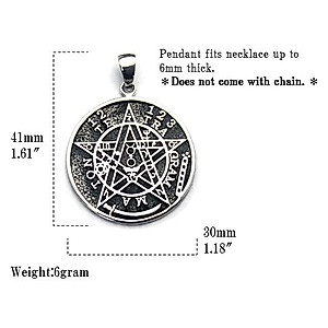 COSUMOSU 925 Sterling Silver tetragrammaton Pentacle Star Pendant Charm Eliphas Levi's Pentagram, Snake, smoke, Flower (Tetragrammaton L)
