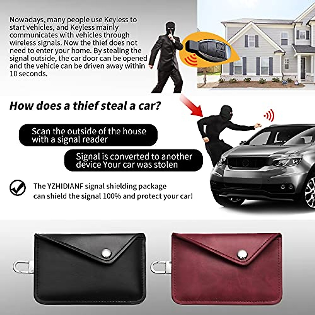 YZHIDIANF 2023 Key Fob Upgrade Triple Protector-2 Pack Faraday Key Bag,Prevent Thieves from Keyless Car Theft, RFID Signal Blocke Pouch Anti-Theft,Hacking,Spying