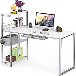 SHW 46-Inch Mission Desk with Side Shelf, White