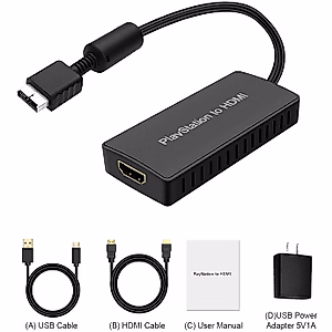 Y.D.F PS2 to HDMI Converter Adapter, PS2 HDMI Video Converter PS2 HDMI Converter with 3ft HDMI Cable for Sony PlayStation 2/ PlayStation 1/ PlayStation 3 (PS2 & PS1& PS3)
