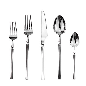Gugrida 20 piece Silver Flatware Set 304 Stainless Steel Fork Spoon Cutlery Luxury Mirror Polished Silverware, Dishwasher Safe, Service for 4