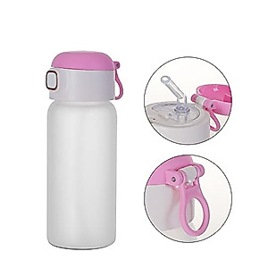 PYD Life Sublimation Glass Blanks Water Bottle 15 OZ Frosted Sippy Up Tumbler Cups with Pink Pop Lid and Straw for Tumbler Heat Press 6 Pack