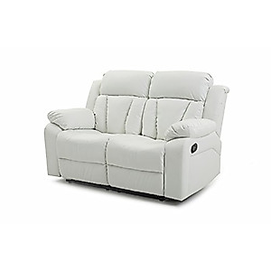 Glory Furniture Reclining Love seat, White Faux Leather