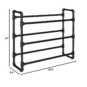 Real Home Innovations Modern Industrial Style 3 Tier Shoe Rack, 26.2” W x 8.2” D x 24”H, Satin Pewter