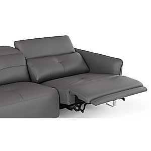 ZURI Modern Macau Reclining Leather Sofa in Slate