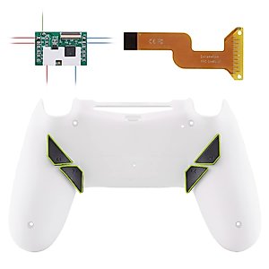 eXtremeRate White Dawn Programable Remap Kit for PS4 Controller with Upgrade Board & Redesigned Back Shell & 4 Back Buttons - Compatible with JDM-040/050/055 - Controller NOT Included