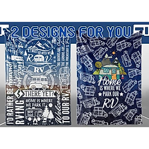RV Gifts, RV Decorations for Inside Camper, Camping Blanket, Retro Bus Camper Decor Throw Blankets for Camp Lovers, Flannel Fleece Blankets for Campsite Outdoors RV Travel Bed Sofa Couch 65"x 50"