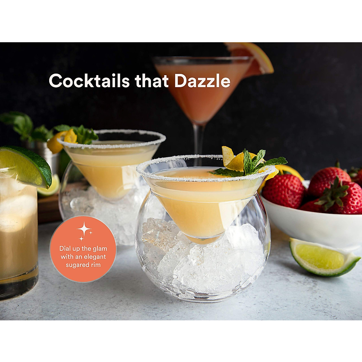 KooK Caviar Servering Set, Glass Chiller Serving Dish with Ice Holder, for Shrimp, Appetizers, Liquor, Martinis and Cocktails, Dishwasher Safe, 5 oz Bowl