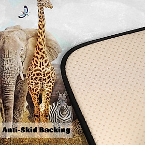 Pardick Rhinoceros Elephant Kitchen Rugs and Mats, African Animal Non Slip Washable Absorbent Area Rugs Anti Fatigue Kitchen Mat Memory Foam Doormat Runner Rug for Floor Kitchen Bathroom 39X20in