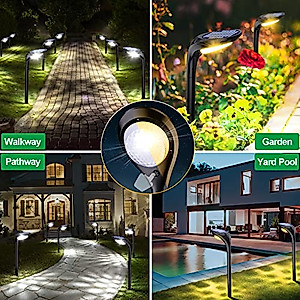 JSOT Solar Garden Lights, 150 Lumen Bright Solar Pathway Lights, Solar Lights Outdoor Waterproof Landscape Lighting for Outside Yard Backyard Path Driveway Walkway, Cool Light & Warm Light, 4 Pack