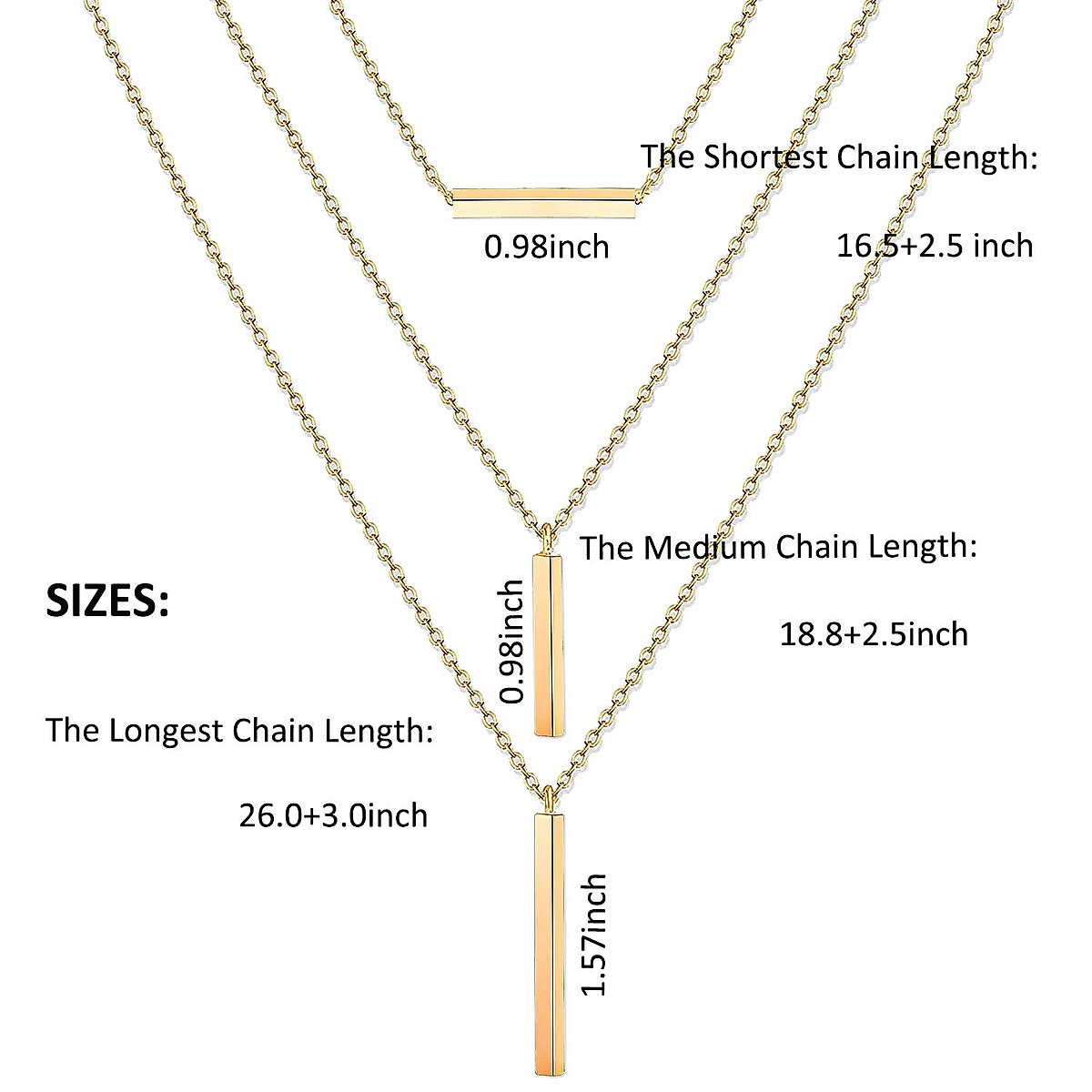 CEALXHENY Layered Chain Necklaces for Women Girls Boho Vertical Bar Pendant Necklace Set Minimalist Y Necklaces for Beach Parties Summer Jewelry Set