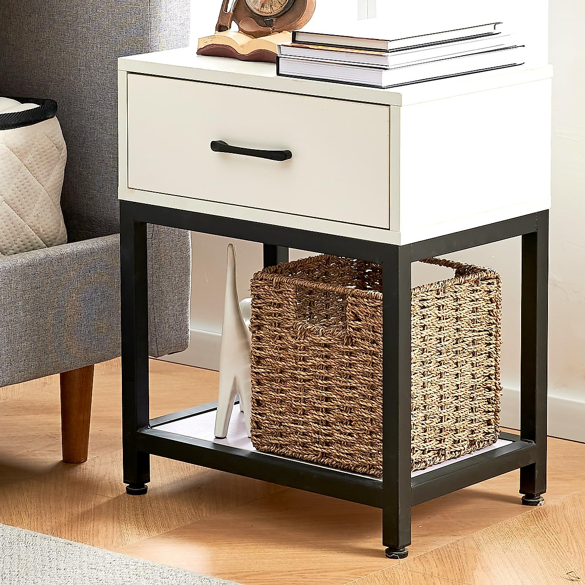 LGENHOOM Handwoven Seagrass Storage Baskets Foldable Wicker Storage Cubes 11x11in Hyacinth Baskets Rustic Set Of 2 Multipurpose Collapsible Storage Organizer for Bedroom Living Room Shelves