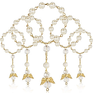 25 Pc San Joaquin Creations Ivory Color Baptism Favors with Angels Mini Rosaries Gold Plated Acrylic Beads/Recuerdos De Bautizo/Christening Favors/Decenarios/Communion Favors/Finger Rosari