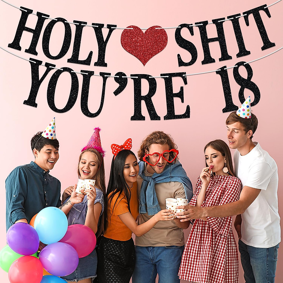 Holy Sh*t You're 18 Banner - Funny Happy 18th Birthday Bunting Sign, 18&Adultish, Cheers to 18 Years, 18 Years Old Birthday/Anniversary Party Decorations Supplies for Boys Girls