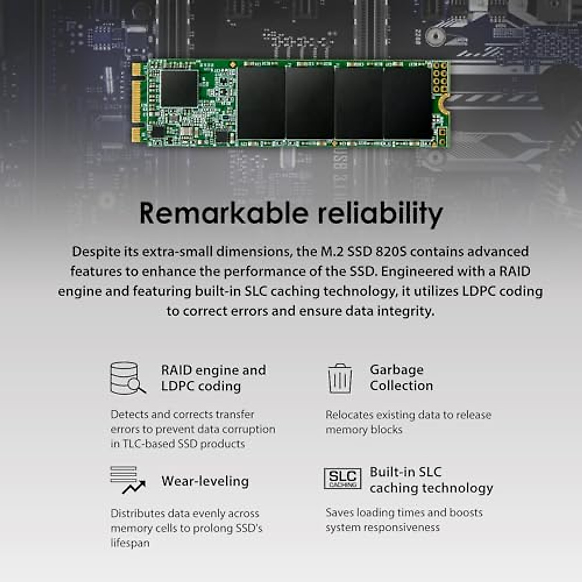 Transcend 120GB MTS820S M.2 2280 SATA3 SSD, Internal Solid State, Compatible with Laptop & PC Desktop - TS120GMTS820S