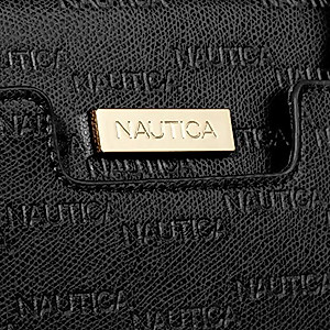 Nautica womens Sandy Jr. Top Handel With Removable Crossbody Strap Satchel Bag, Black( Embossed Logo), One Size US