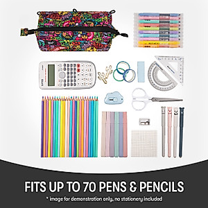 ZIPIT Lenny Pencil Case | Large Capacity Pencil Pouch | Pencil Bag for School, College and Office (Colorful)
