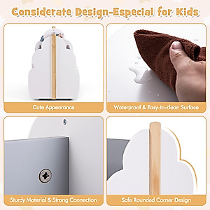 Costzon Kids Bookshelf with Universal Wheels, 2-Tier Toddler Bookshelf, Wooden Book Rack, Childrens Bookcase Montessori Shelf, Infant Book Shelf, Toy Organization for Kids Room, Playroom, Nursery