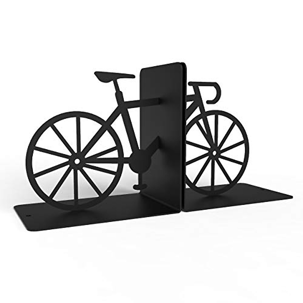 Bookends Bicycle, Bookends for Shelves, Book Ends for Office, Modern Bookends for Desk and Bookshelves, Metal bookends, Heavy Duty Metal Black Bookend Support, Creative Book Ends.