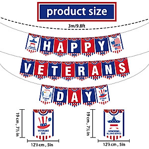 Happy Veterans Day Banner, No-DIY Veterans Day Decorations, Veterans Day Banner for Indoor Outdoor Veterans Day Party, Veterans Day Decor, Patriotic Decorations