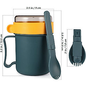 Microwavable Soup Cup With Lid: Soup Mug Soup Bowl Soup To- Go Container Cereal Cup With Cover And Scoop for Soups, Noodles, Hot Cereal And More