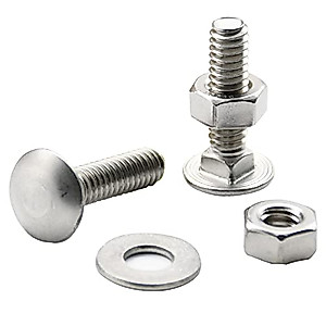 Abimars Stainless Carriage Bolt 5/16"-18 x1", Cup Square Carriage Bolt & Nut & Washers (Pack of 10)