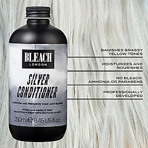 BLEACH LONDON Silver Conditioner - Ashy Blonde Rinse, Color Toning and Preserving, Vegan, Cruelty Free, Daily Hair Nourishment, Color Depositing Formula, 8.45 fl oz