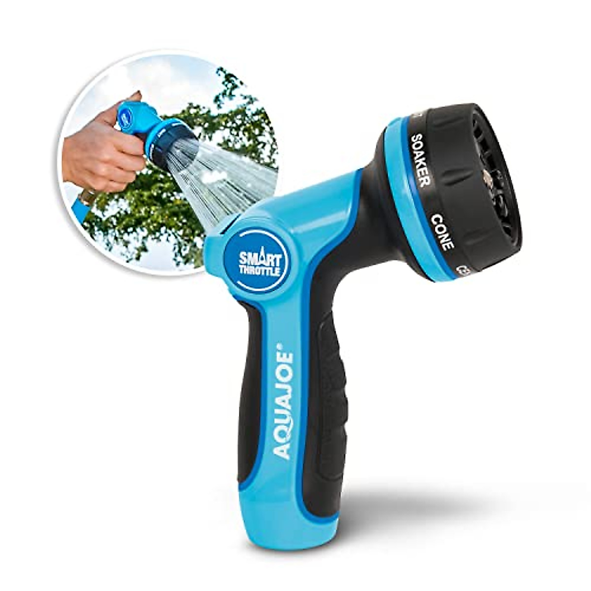 Aqua Joe AJHN102 Heavy Duty Indestructible Metal Multi Function Adjustable Hose Nozzle with Smart Throttle