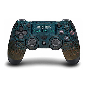 Head Case Designs Officially Licensed Assassin's Creed Logo Valhalla Key Art Vinyl Sticker Gaming Skin Decal Cover Compatible With Sony PlayStation 4 PS4 Console and DualShock 4 Controller Bundle