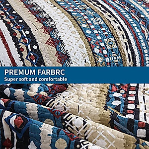 ENJOHOS Boho Striped Cotton Quilt King Size Sets - King Quilt Set for All Season, Lightweight Boho Quilts Bedding Set with 2 Pillow Shams