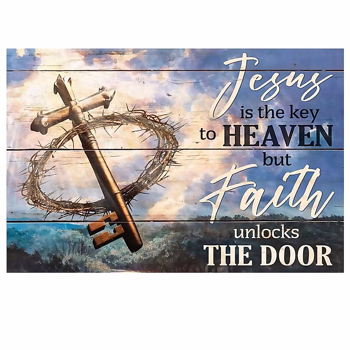 5D Diamond Art Painting with Christian Theme Jesus is The Sky to Heaven but Faith unlocks The Door Jesus Diamond Art Kit for Adults, Ideal for Gifting or Home Decor