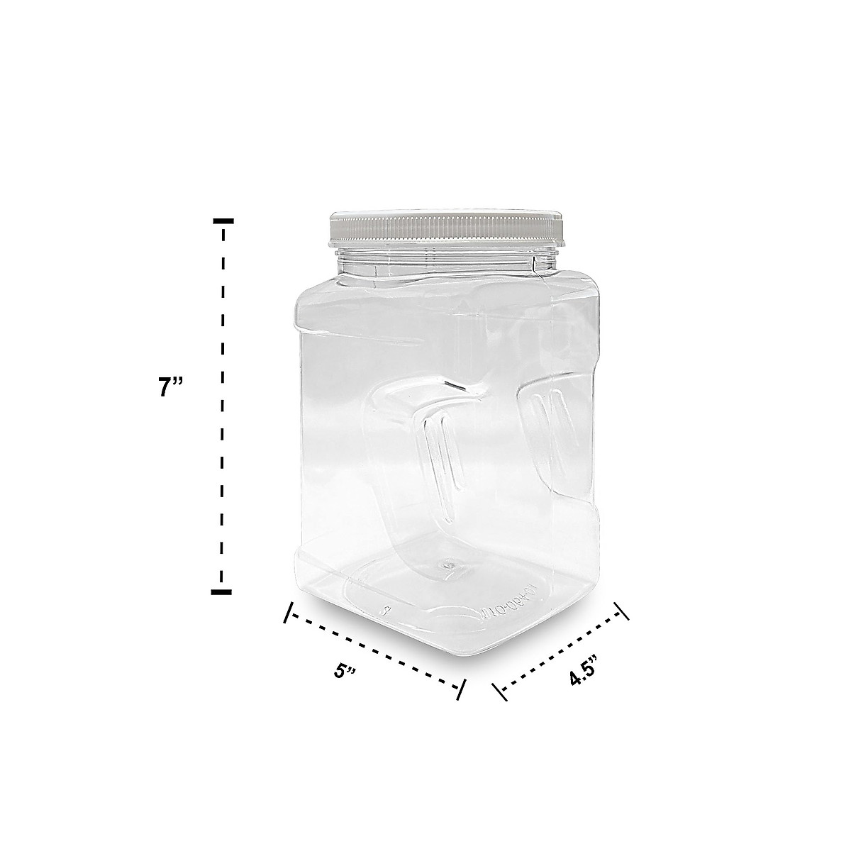 ljdeals 64 oz 1/2 Gallon Clear Empty Storage Containers with Lids, Square Plastic Canisters, Large Jars with Lids, BPA Free Plastic Jar, Wide Mouth Jar with Easy Grip Handles, Pack of 3, Made in USA