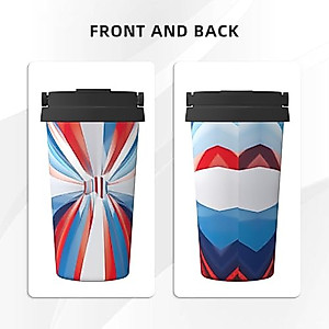 WANGZHAO Red Blue White Gray Stripes Print Double Wall Stainless Steel Vacuum Insulated Tumbler Cup Home Thermal Cup