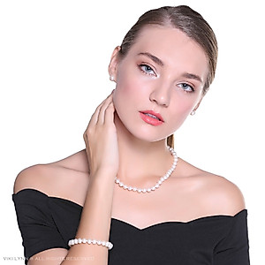 VIKI LYNN Freshwater Cultured Pearl Necklace Set Includes Stunning Bracelet and Stud Earrings Jewelry for Women