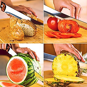 Mama's Great Ultra Sharp Serrated Bread Knife for Homemade Bread with 10.5 Inch Wide Wavy Edge