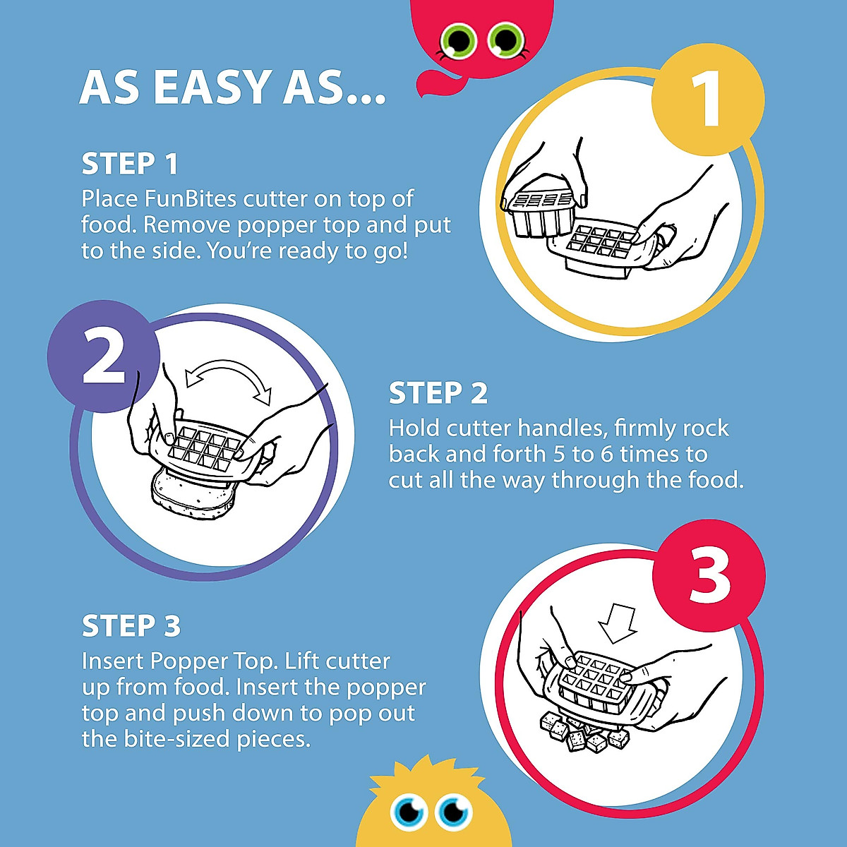 FunBites Food Cutter for Kids, Green Squares