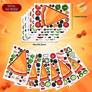 24 Sheets Make Your Own Pizza Stickers, Mix and Match Pizza Decals DIY Pizza Clings Mushrooms Pizza Stickers Pizza Party Favor and Decoration for Kids Birthday Party, School Supplies, Gift Rewards