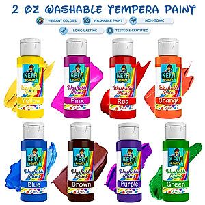 KEFF Kids and Toddler Paint Set - 33 Piece Painting Set for Toddlers with Non Toxic Washable Tempera Finger Paint, Brushes, Palette, Apron, Paper Pad & More Art Supplies Kit for All Ages