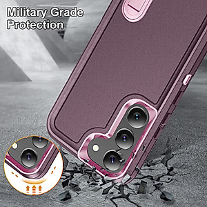 BaHaHoues Samsung Galaxy S23+ Plus Case, Shockproof/DropProof Military Grade Protective Cover with Built in Kickstand, Wireless Charging Compatible, Night Purple/Baby Pink