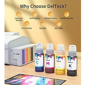 DelTeck Autofill Syringe-Free 4x100ML Sublimation Ink for EcoTank Printers F170 ET-2800 ET-2803 ET-2850 ET-2720 ET-2760 ET-3710 ET-3760 ET-4700 ET-4760 ET-4800 ET-15000 ET-7710 (Anti-UV/ICC-Free)