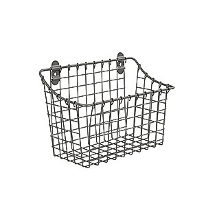 Spectrum Diversified Vintage Large Cabinet & Wall-Mounted Basket for Storage & Organization Rustic Farmhouse Decor, Sturdy Steel Wire Storage Bin, Industrial Gray