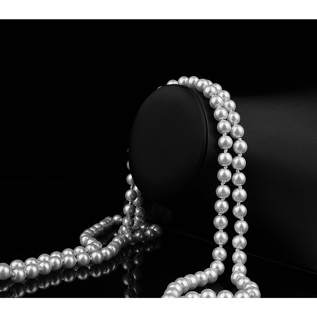 Cizoe 1920s Pearls Necklace Fashion Faux Pearls Gatsby Accessories Vintage Costume Jewelry Cream Long Necklace for Women(B-a-knot Pearl Necklace*2 + 59" Necklace*1-white)