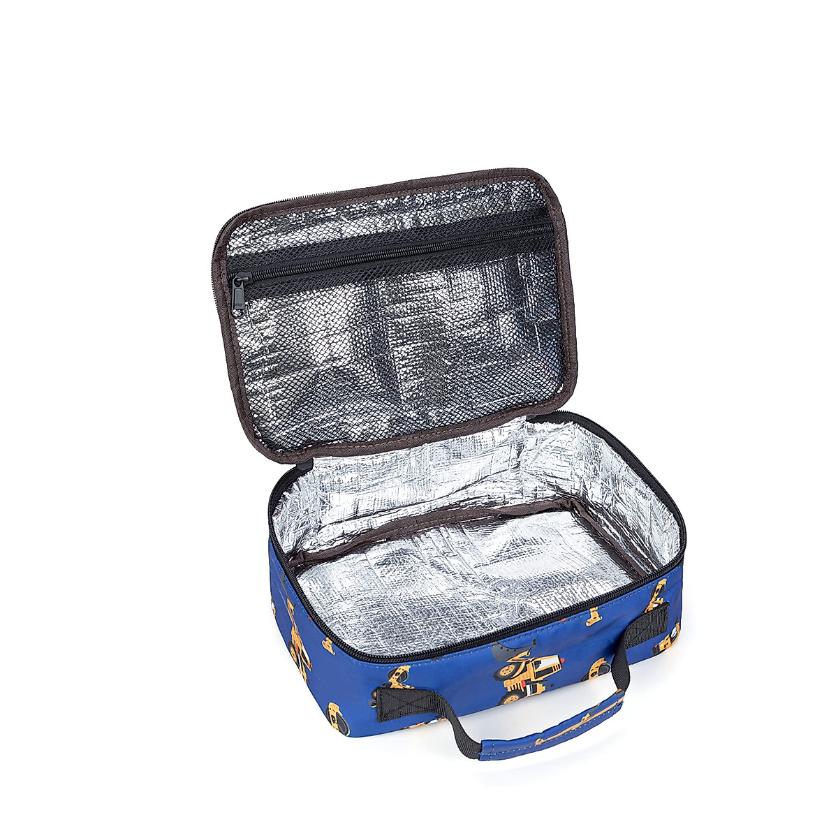 Lunch Box Kids Boys Insulated Lunch Cooler Bag Reusable Lunch Tote Kit for School Travel (Engineering Car Blue)