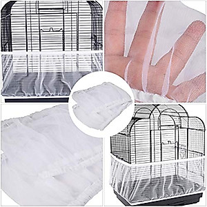 UEETEK Bird Seed Guards Catchers Bird Cage Bird Cage Mesh Net Cover Skirt Guard Stretchy Shell Skirt Traps Cage Basket (White)