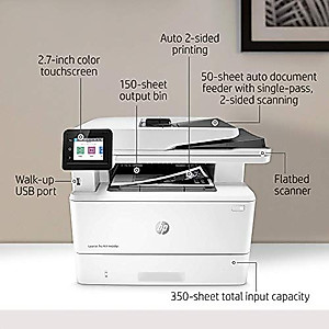 HP Laserjet Pro MFP M428fdn Monochrome Laser All-in-One Printer, Print Scan Copy Fax, Automatic 2-Sided Printing, 40 ppm, 250-sheet, 1200 x 1200 dpi, 512 MB, Bundle with JAWFOAL Printer Cable