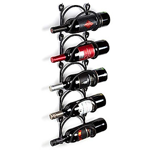 Wallniture Boto Wrought Iron Metal Towel Rack for Bathroom Wall Decor, Curved Finish Bathroom Organizer Set of 5, Black