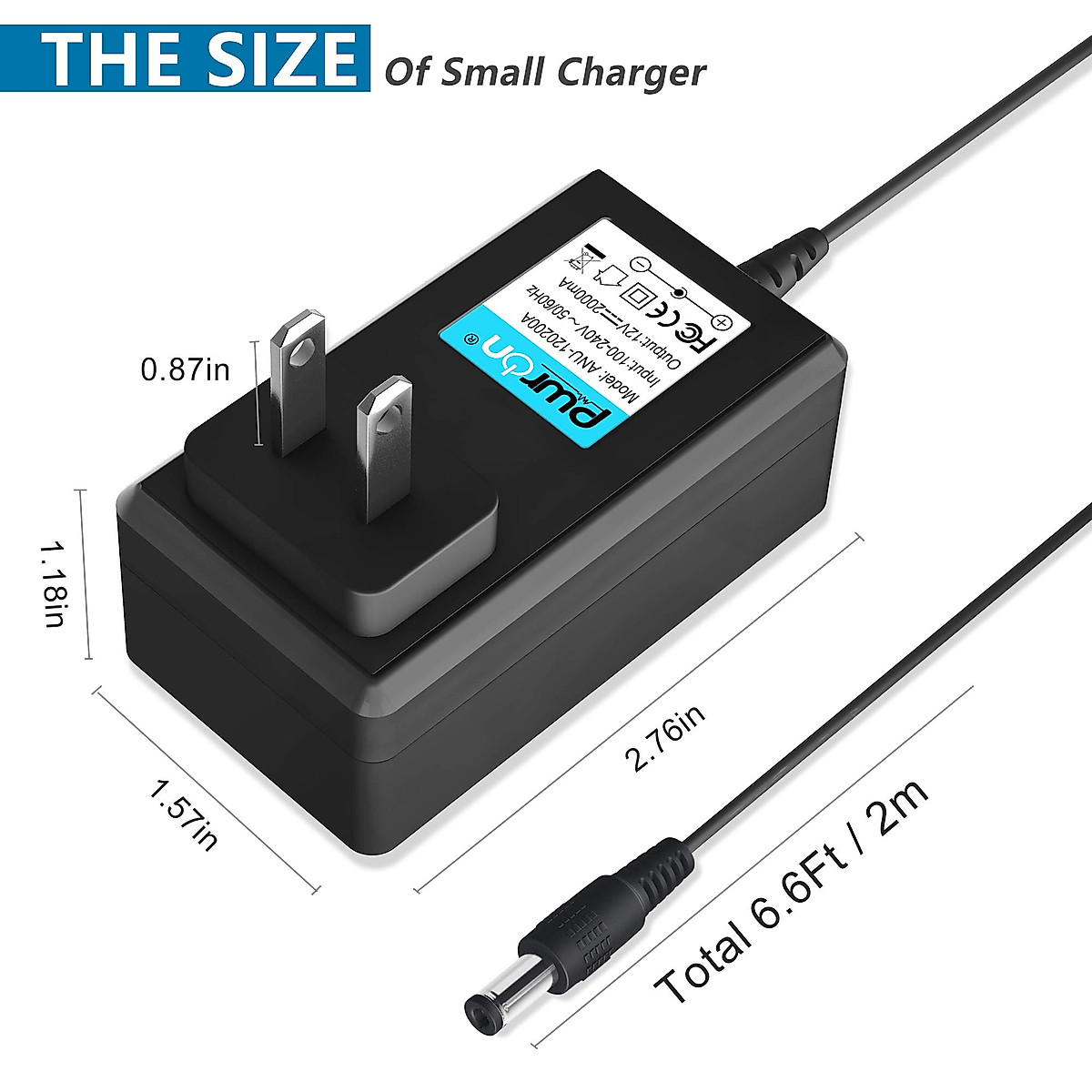 PwrON 12V 2A Printer Charger AD-E001 AC Power Adapter Compatible with P-Touch Edge Label Maker PT-D400 PT-D400AD PT-D450 PT-D600 PT-E300 PT-E500 PT-E550W PT-H300 PT-P700 PT-P750W UU324-1220